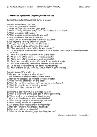 Writing reflective journals handouts | DOCX | Educational Assessment ...