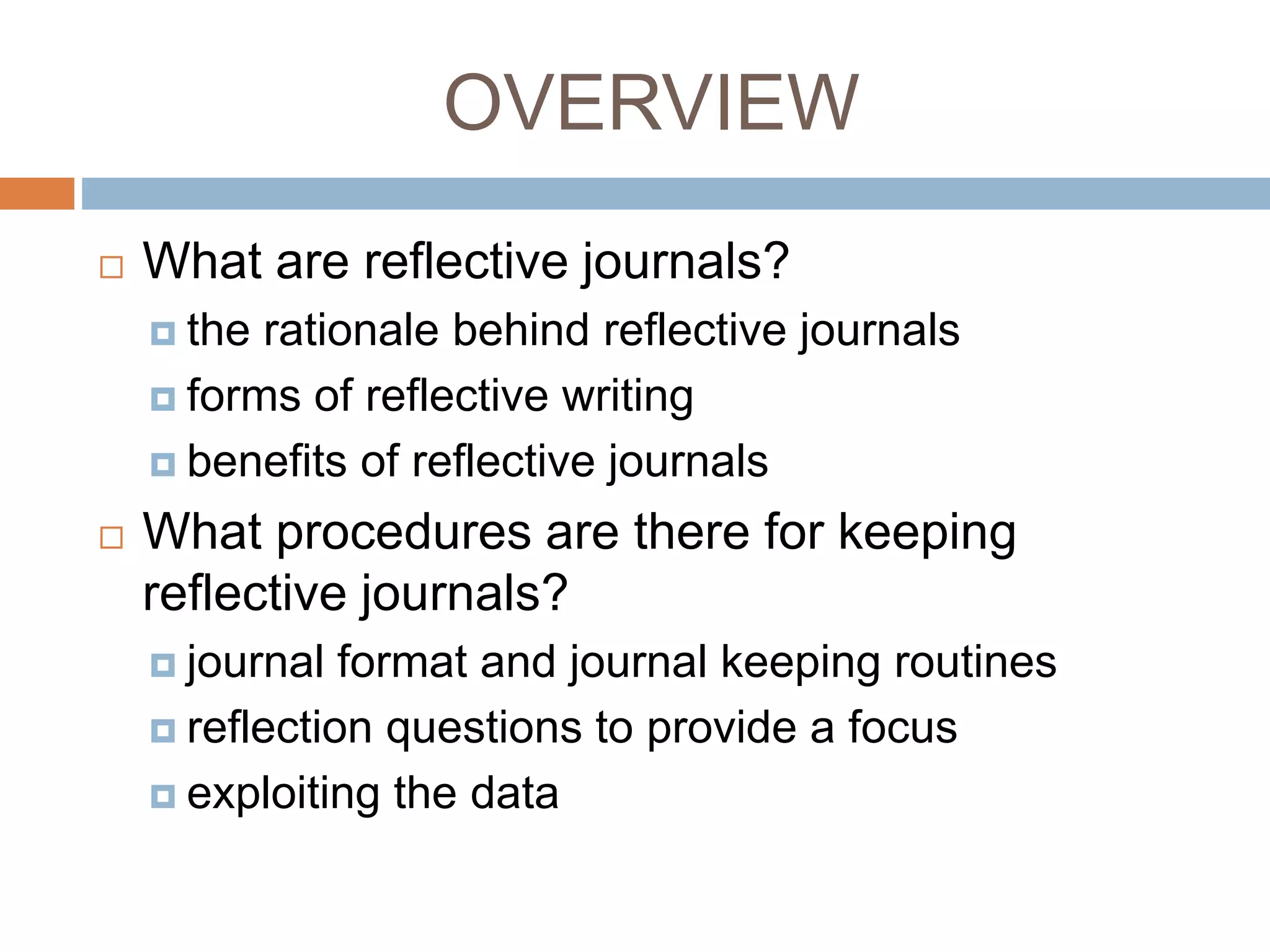 Writing reflective journals | PPTX