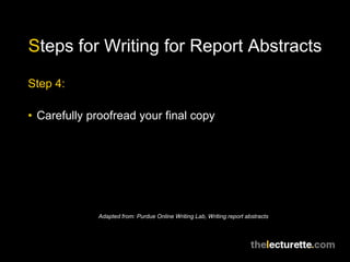 Writing Report Abstracts | PPTX