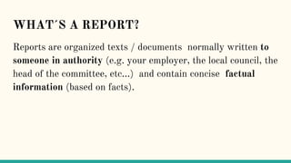 WRITING REPORTS B2 | PPT