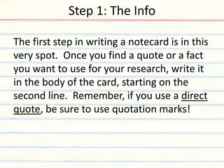 Writing research notecards applied | PPT | Free Download