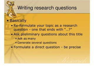 Writing Research Questions | PPT