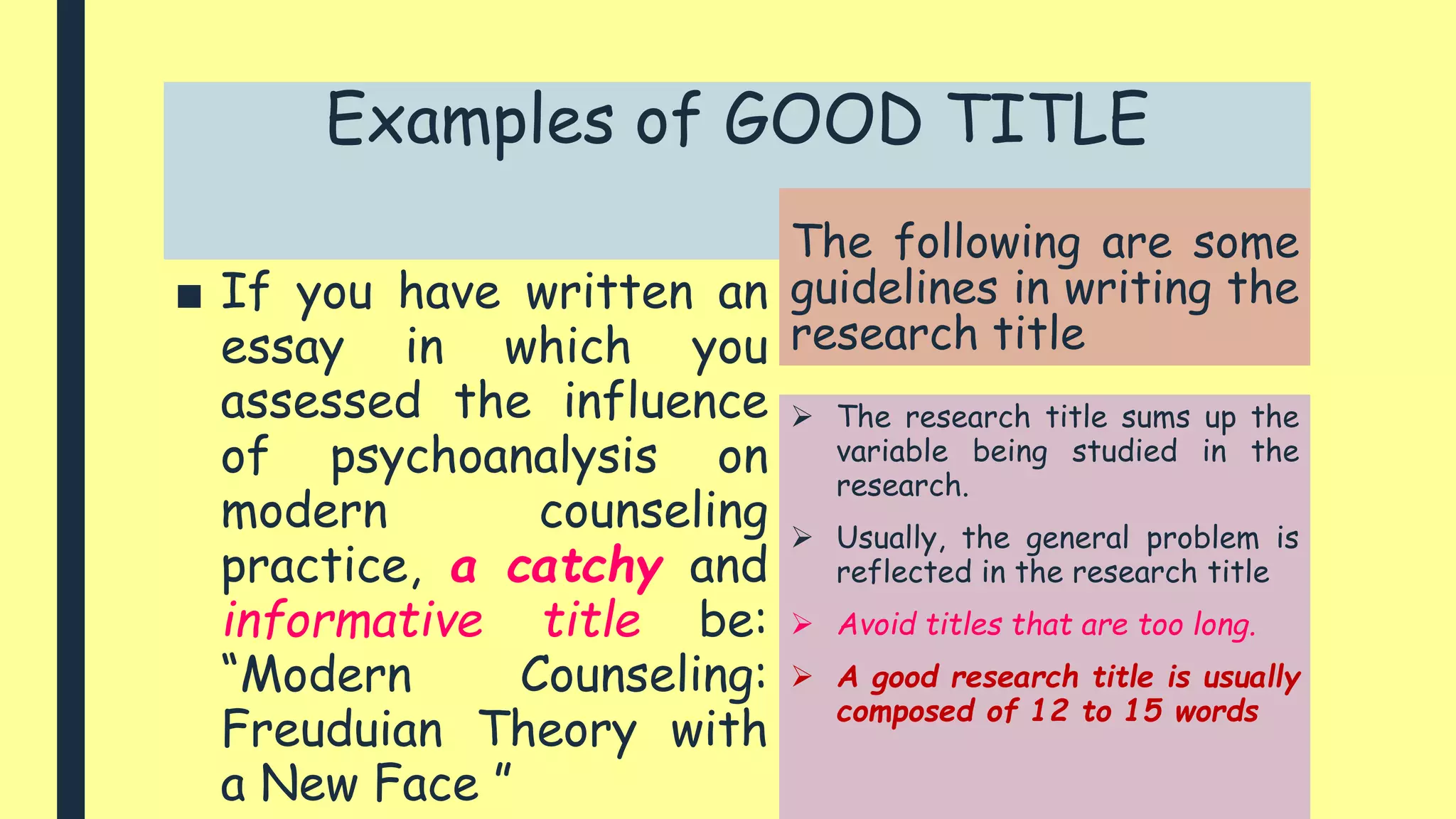 Writing research title | PPTX