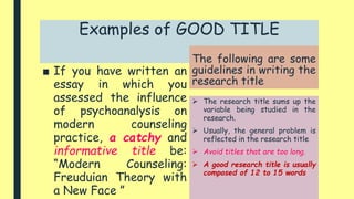 Writing research title | PPTX