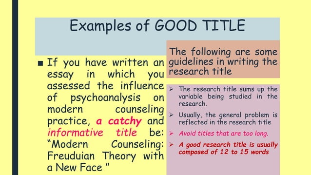 Writing research title | PPTX