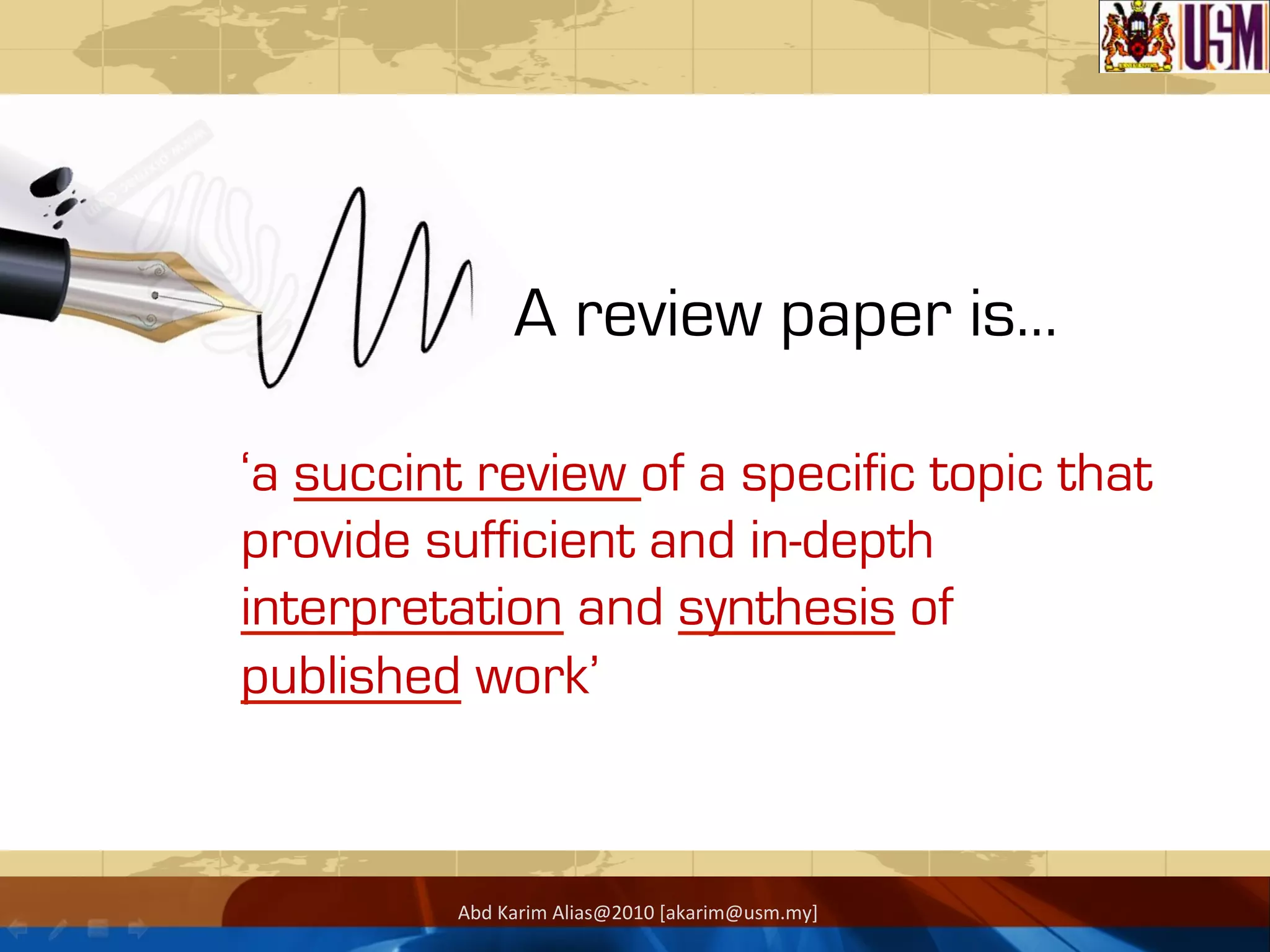 Writing a Review Paper | PDF