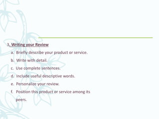 Writing reviews ppt | PPTX