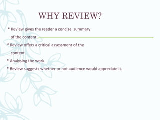 Writing reviews ppt | PPTX
