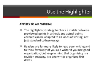 General Tips for Writing & Revising v.1.0 | PPTX