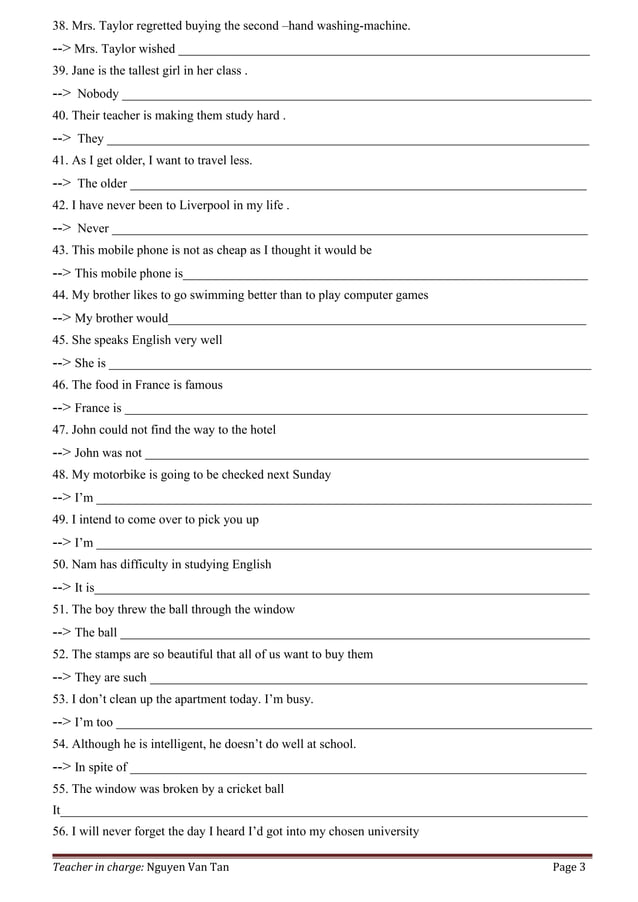 Writing rewrite the_following_sentences | PDF