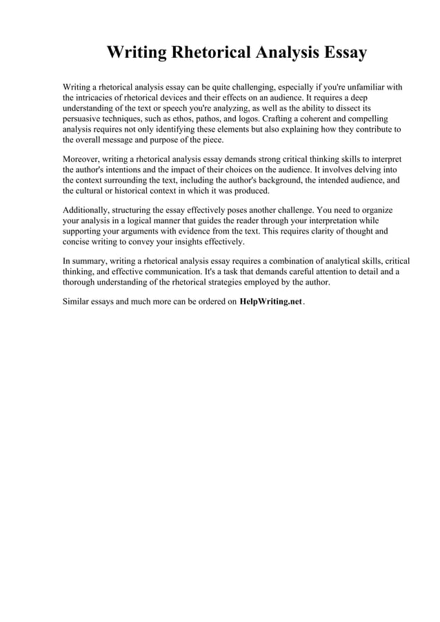 Writing Rhetorical Analysis Essay | PDF | Education