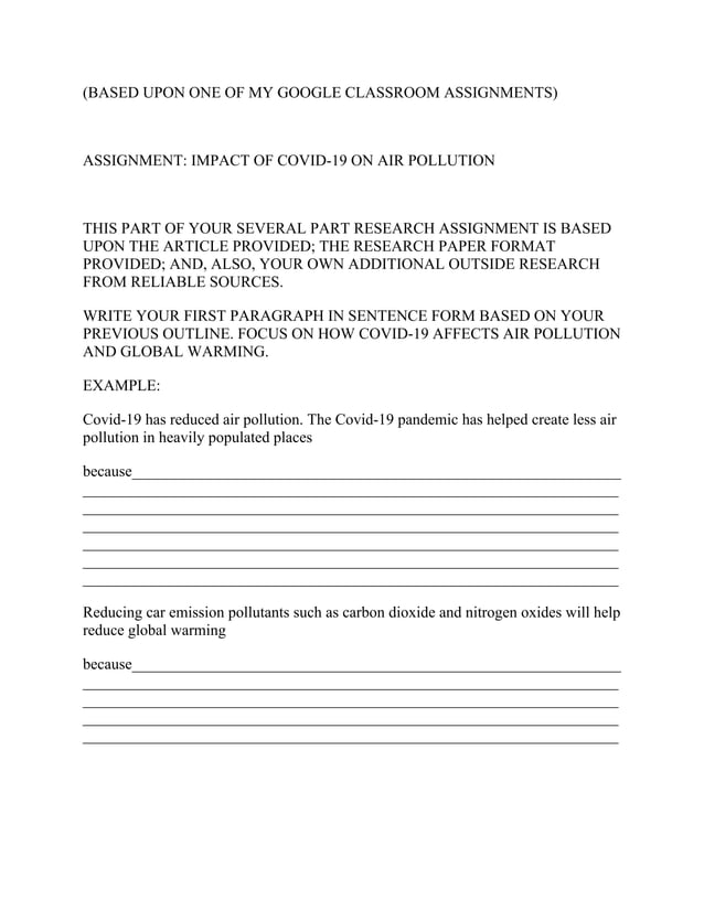 Google Classroom Pollution Assignment | PDF