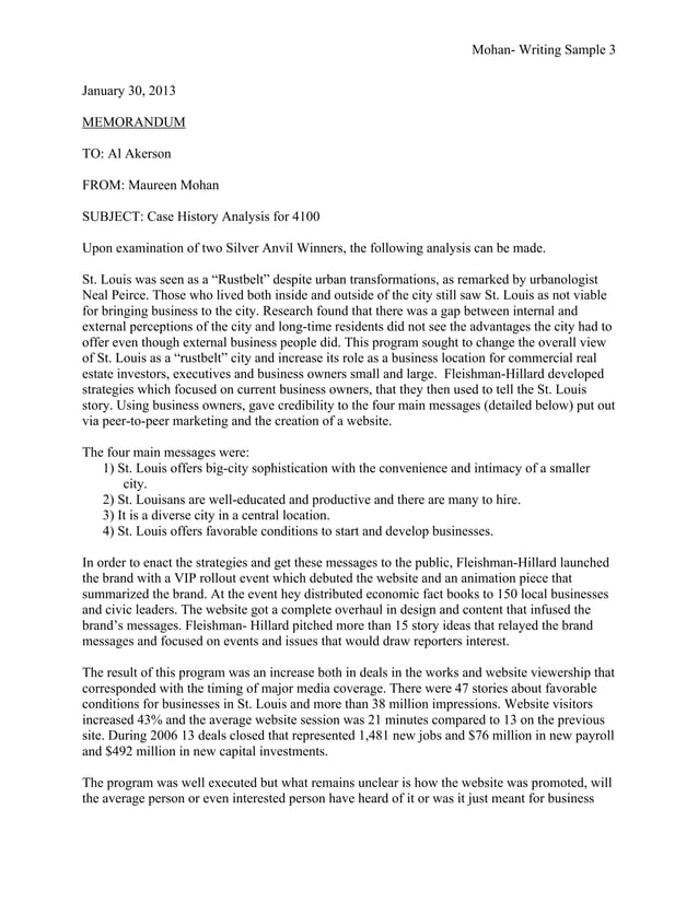 Case Histories in Memo Format | PDF