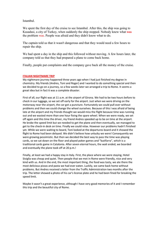 Writing samples nightmare journey samples | DOCX