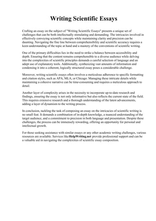 Writing Scientific Essays.pdf | Homework and Study | Education