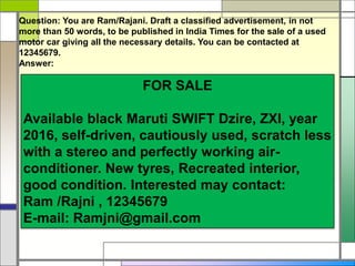 ppt on writing section. short presentation | PPTX