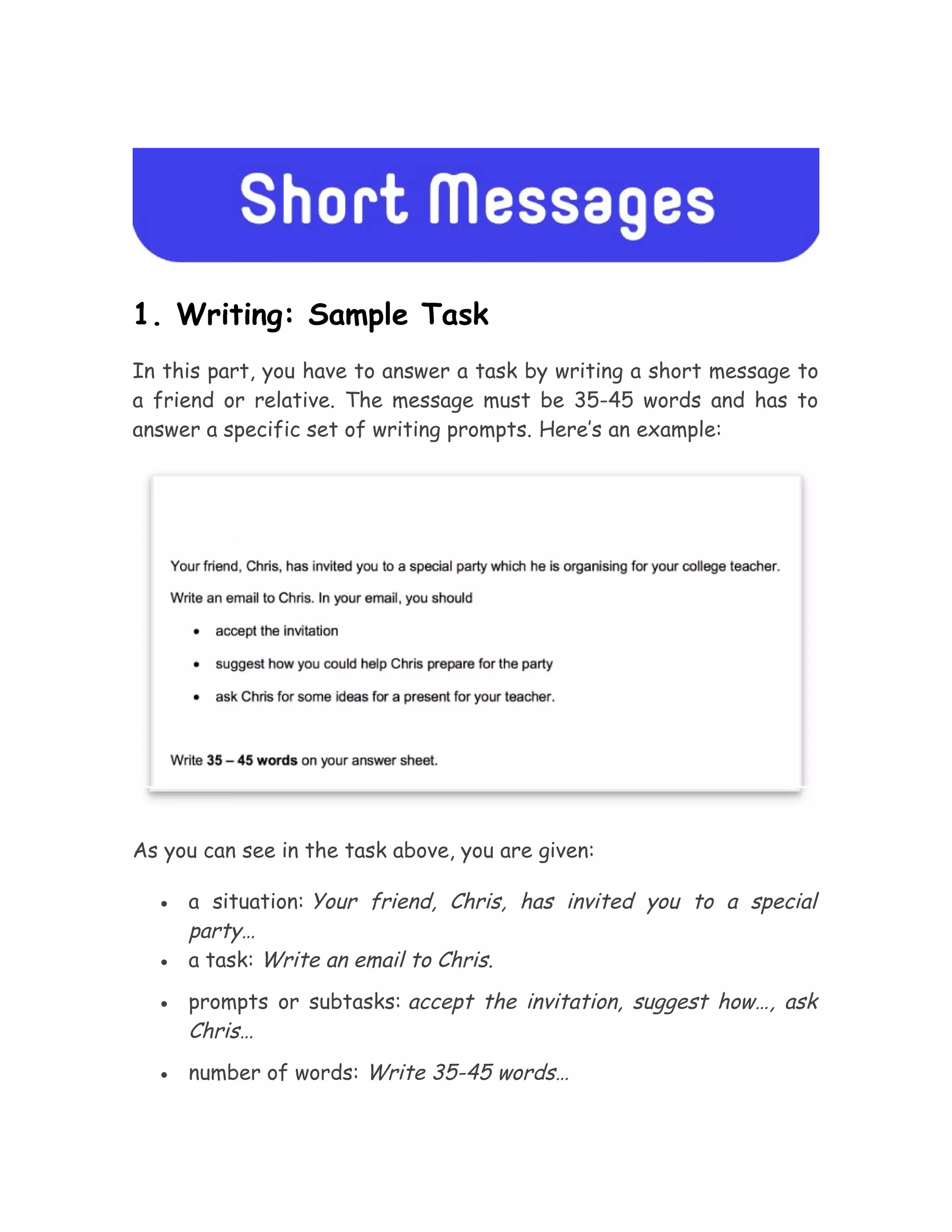 Writing Short Messages | DOC