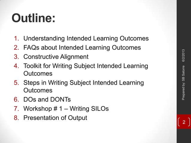 Writing Subject Intended Learning Outcomes | PPTX