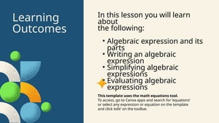 Simplifying, Evaluating Algebraic Expressions | PPTX