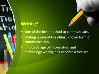Writing skills Presentations | PPT