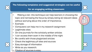 WRITING SKILLS in teaching writing eng maj 107 | PPTX