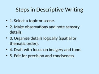 Writing skills (Poster Presentation and descriptive writing) | PPTX