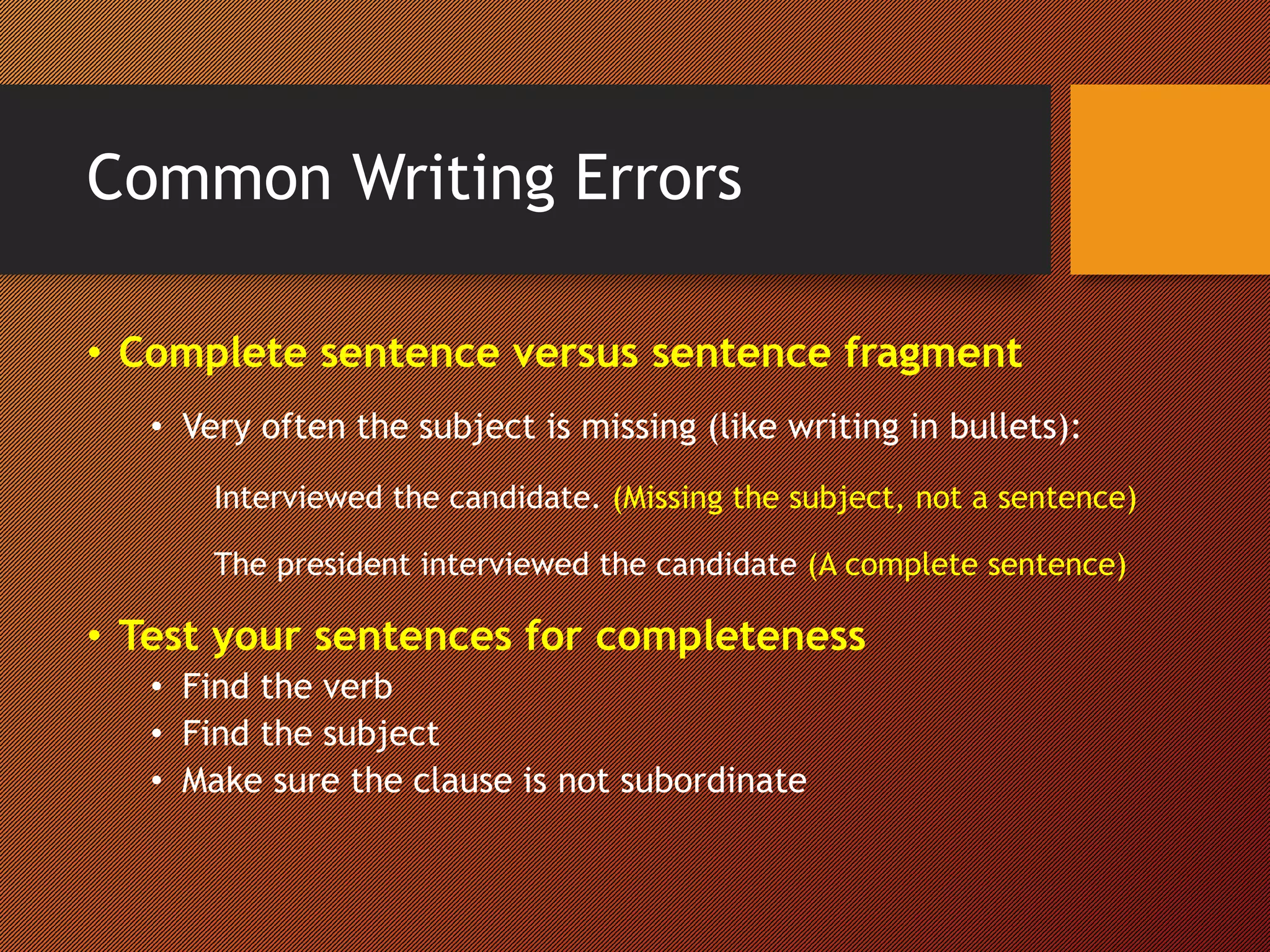 Writing skills common writing errors | PPTX