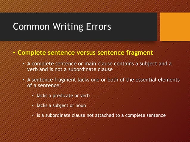 Writing skills common writing errors | PPTX