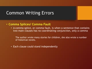 Writing skills common writing errors | PPTX