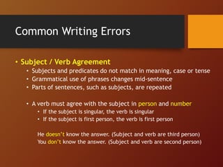 Writing skills common writing errors | PPTX