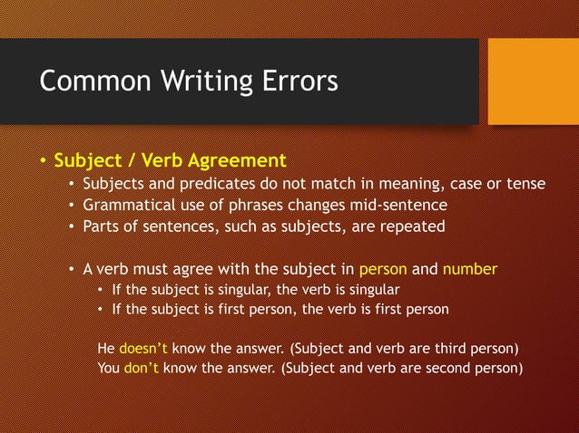 Writing skills common writing errors | PPTX
