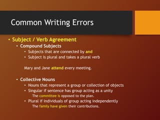 Writing skills common writing errors | PPTX