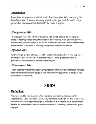 Writing skills in business organization | DOCX