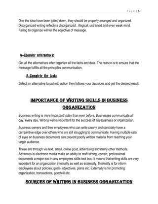 Writing skills in business organization | DOCX