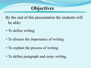 Writing Skills (Paragraph and Essay Writing) | PPTX