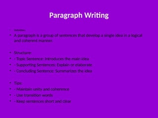 Writing_Skills ( Paragraph writing, precise writing and expansion of ...
