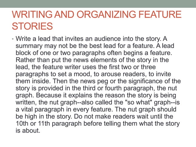 Writing soft stories and features for television | PPTX | Genres