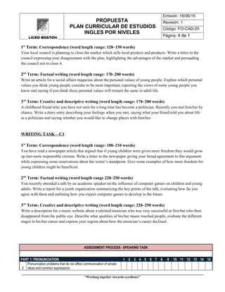 Writing & speaking assessment | DOC