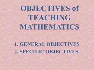 Writing Specific Objectives in Mathematics ppt | PPTX | Education