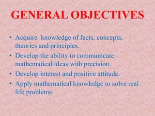 Writing Specific Objectives in Mathematics ppt | PPTX | Education