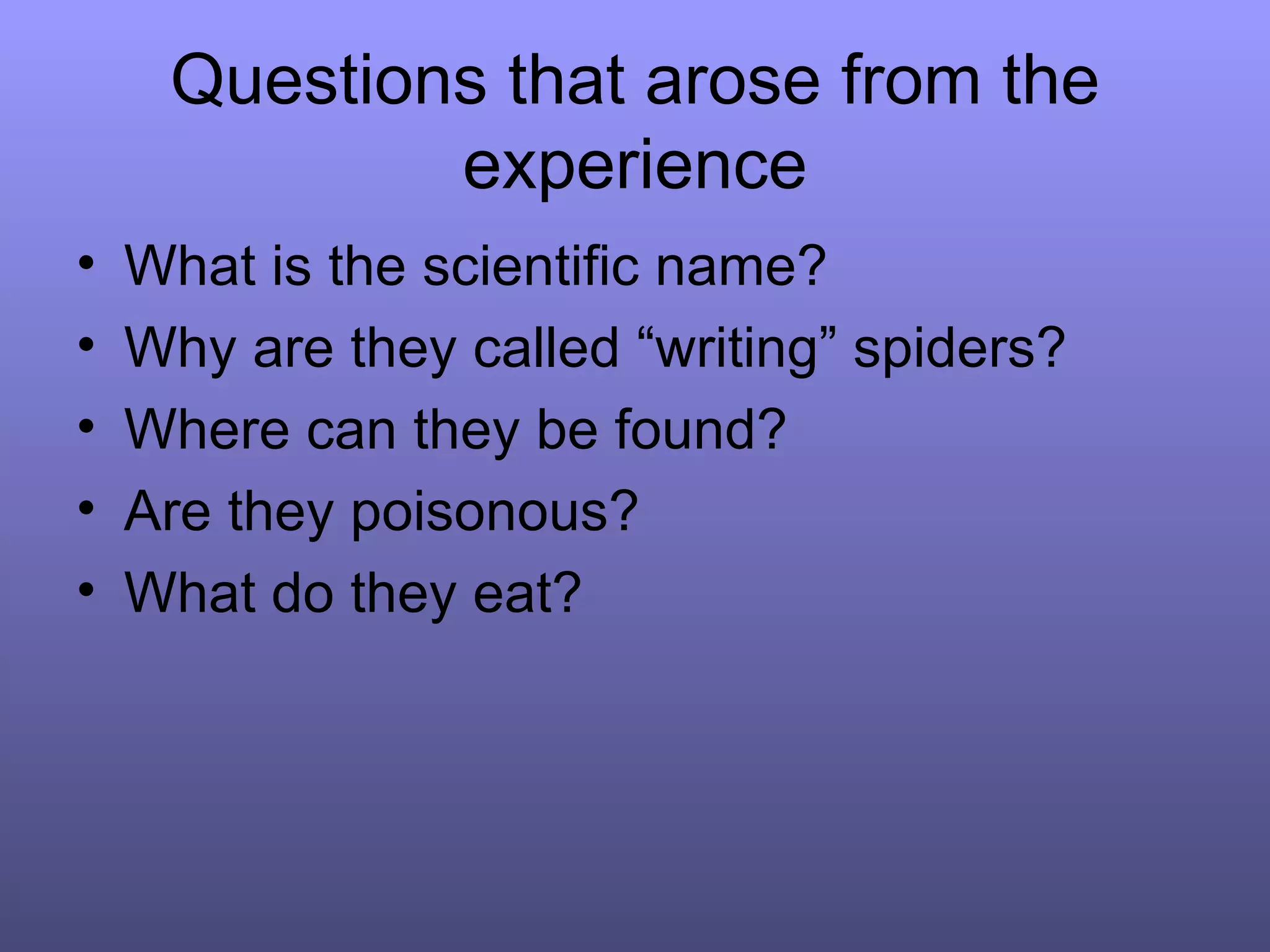 Writing Spiders | PPT | Biological Sciences | Science