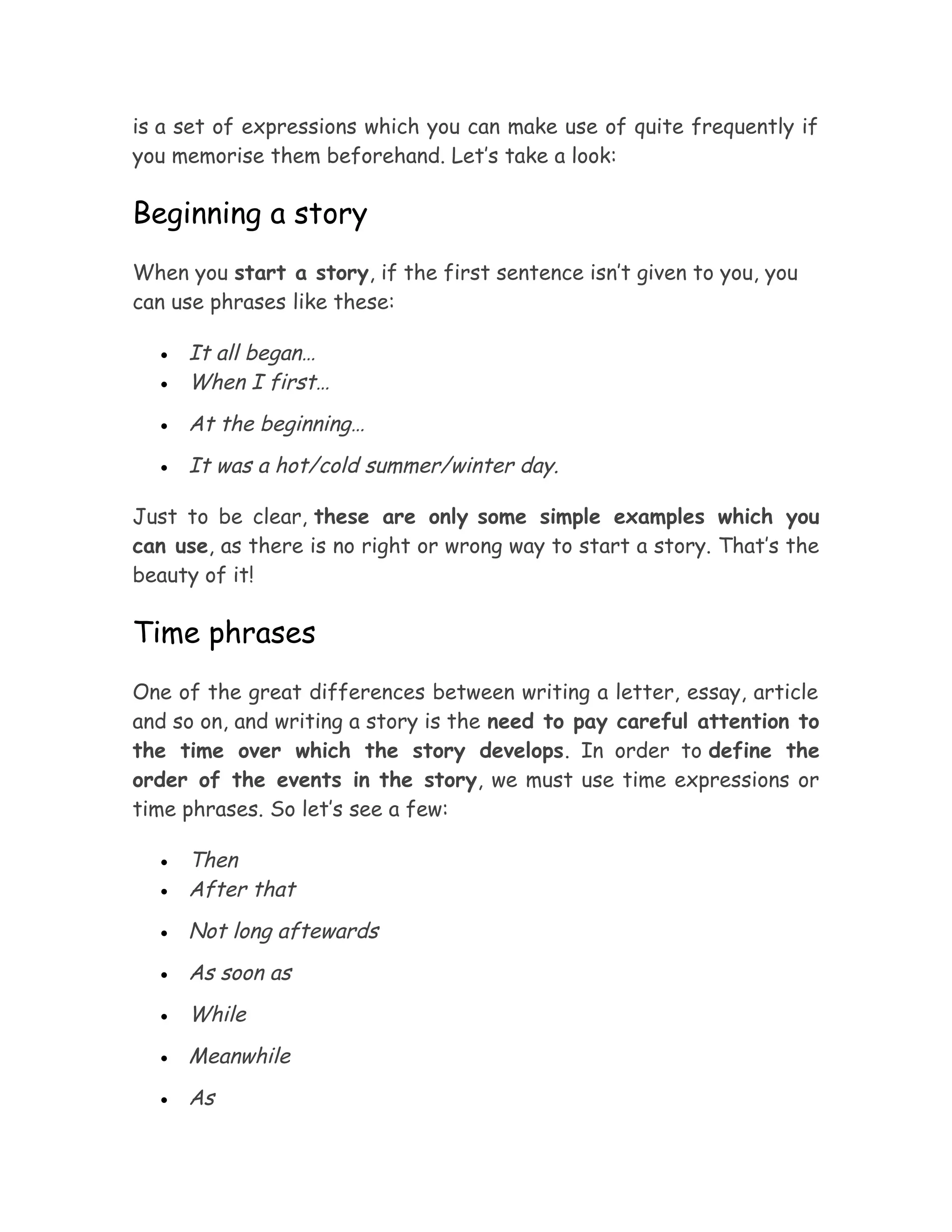 Writing Stories | DOC