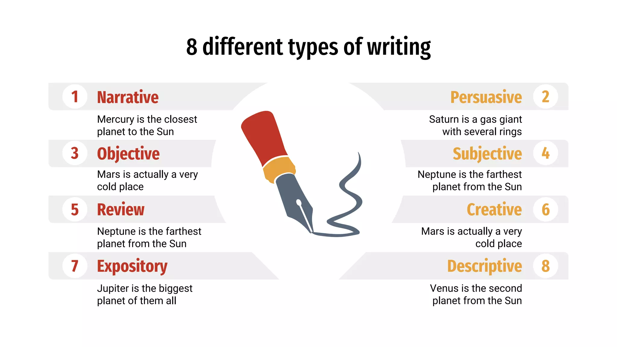 Writing Styles Infographics by Slidesgo.pptx