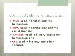 Writing styles workshop | PPTX