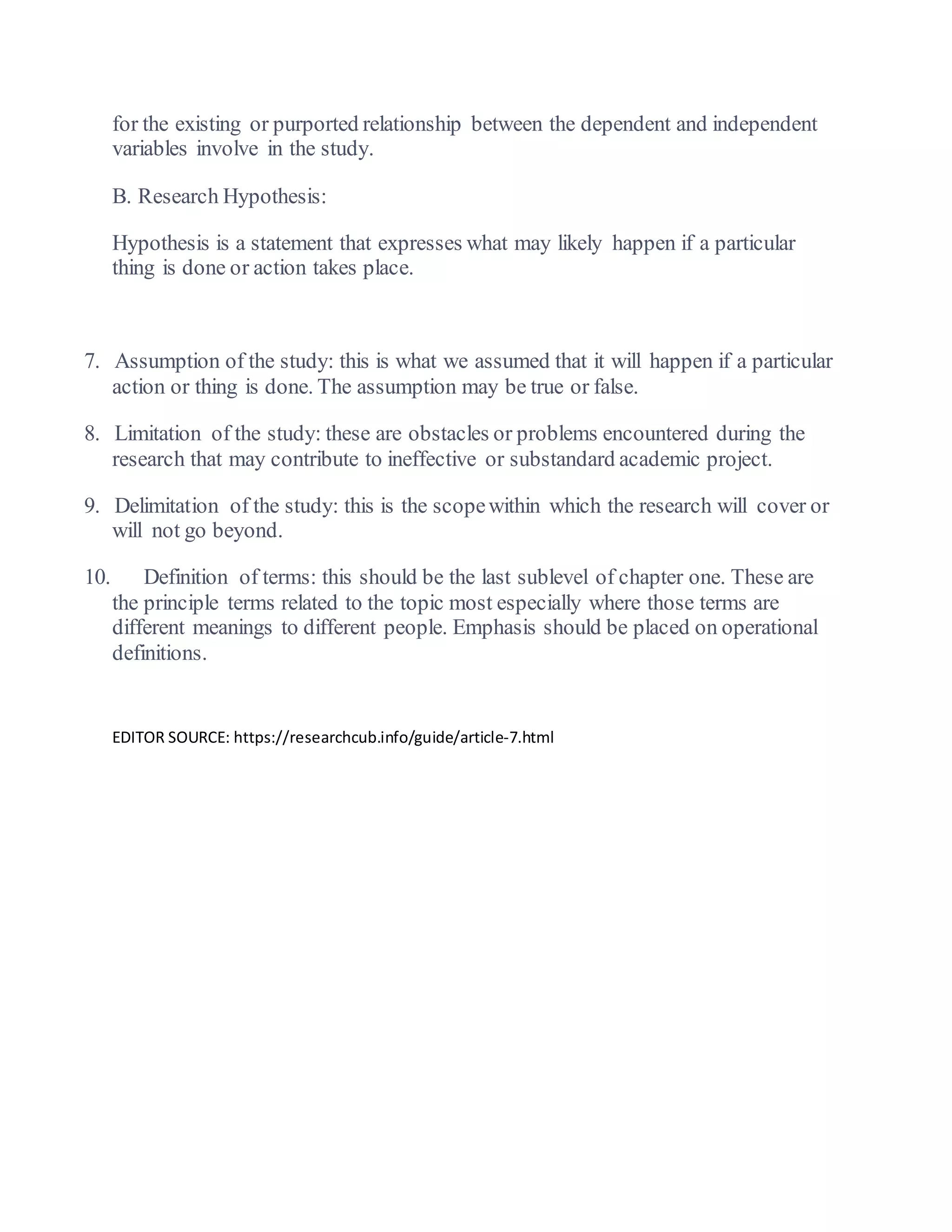 Writing sub heads of chapter one on the research project | DOCX