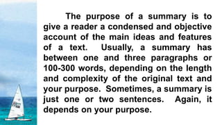 writing summary lesson for english for academic and professional purposes | PPT