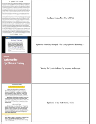 Writing Synthesis Essay | PDF