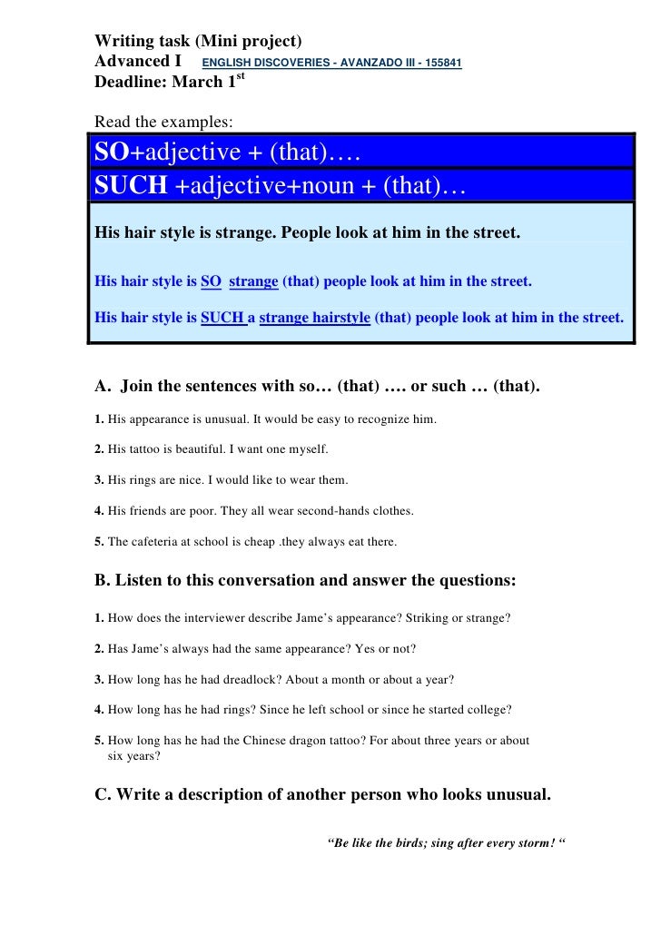 Writing Task Mini Project Advanced I I I