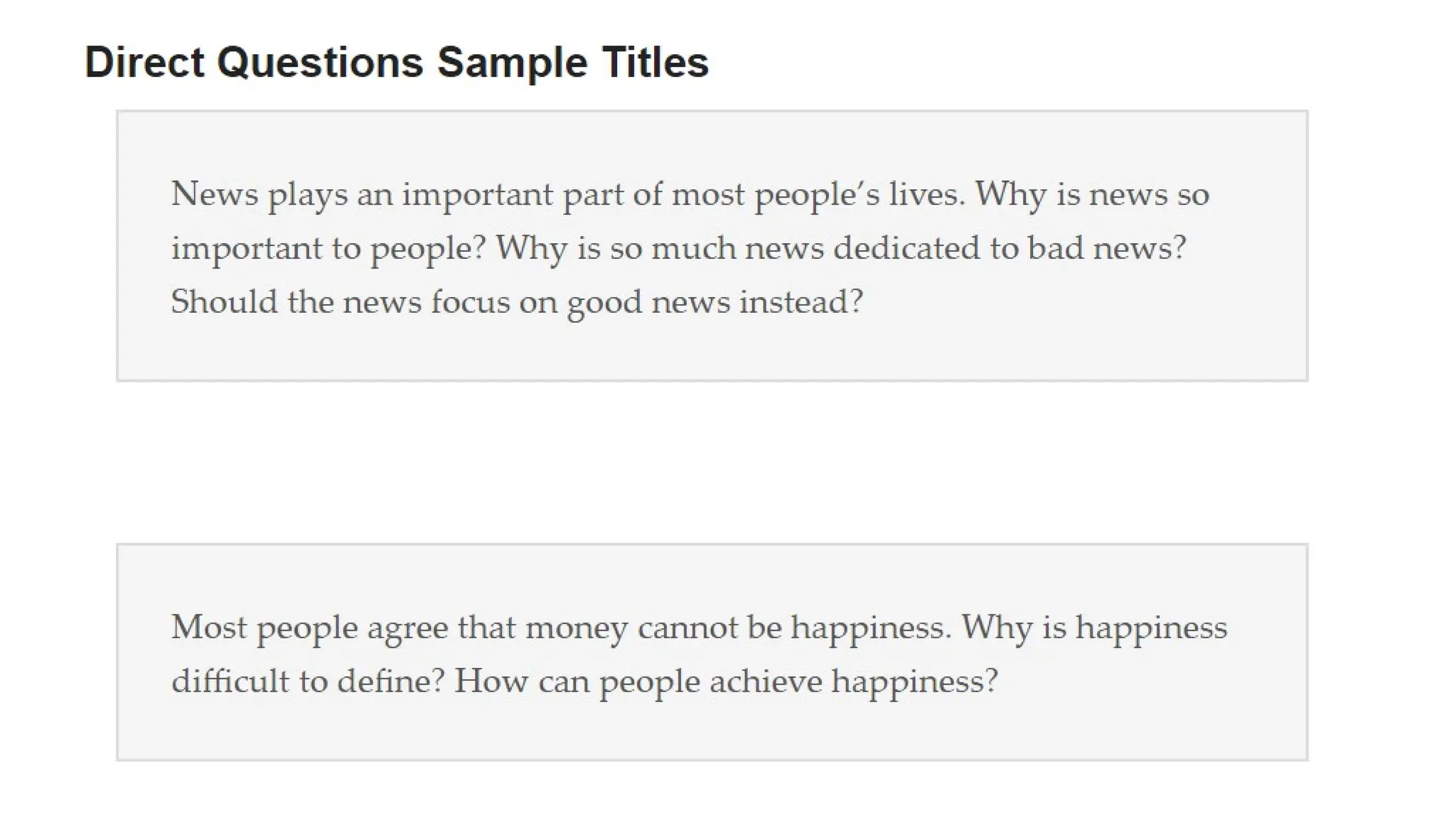 Writing Task 2 - sample questions of various types | PPTX