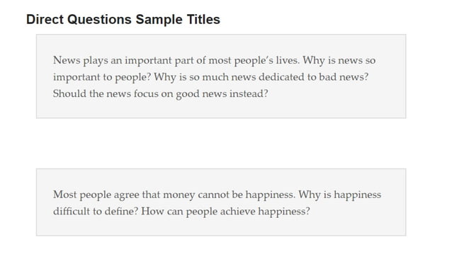 Writing Task 2 - sample questions of various types | PPTX